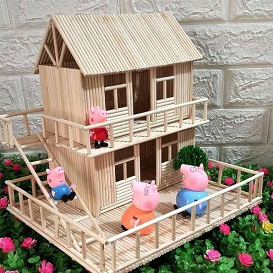 10 Ronde Houten Stokjes met 2 Gaten voor Knutselen en Modelbouw | bol
