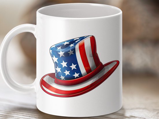 Mok met Amerikaanse Vlag Hoed Ontwerp, Feestelijke Koffiemok, Unieke ...