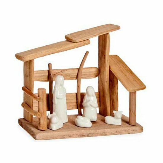 Christmas nativity set Krist+ White Natural Wood Ceramic 10 x 21 x 25 ...