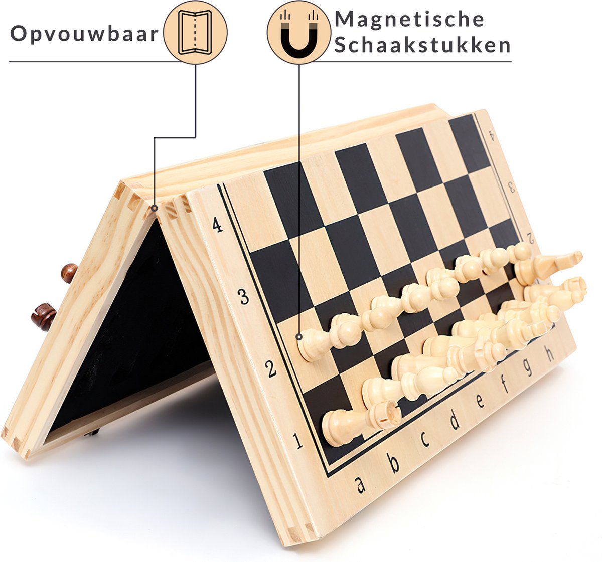 Allsa Premium Schaakbord - Schaakbord met schaakstukken - Magnetisch ...