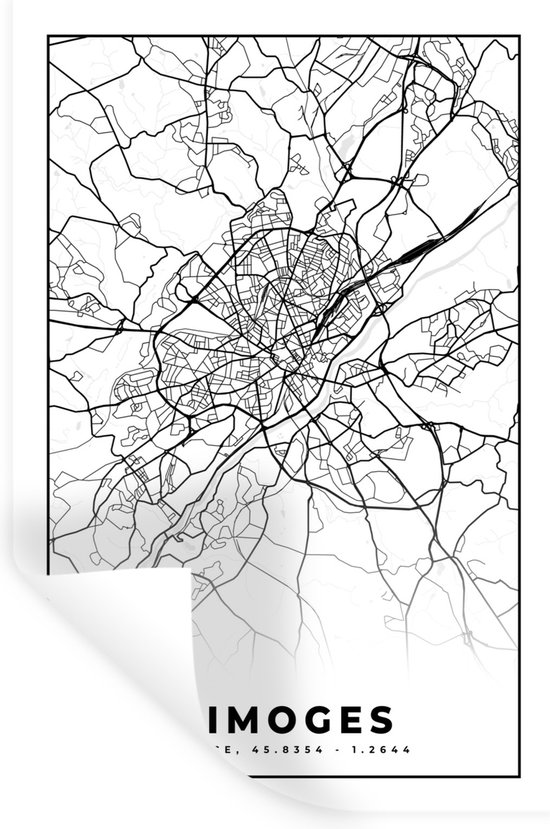Stickers Stickers muraux - Carte - Plan de ville - Limoges - France ...