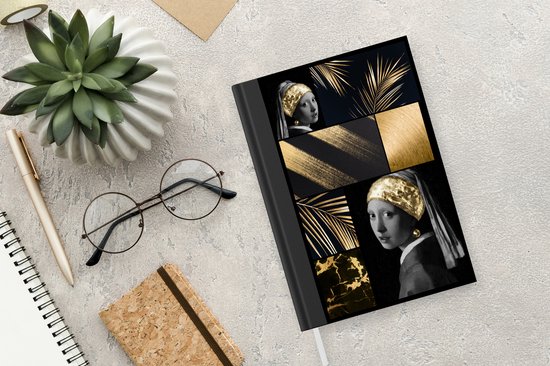 Carnet - Cahier d'écriture - Collage - Zwart - Or - Fille à la perle ...