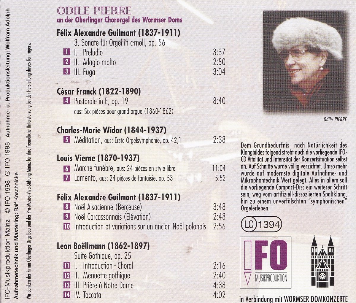 Odile Pierre an den fränzosichen Chororgel des Wormser Doms - Odile ...