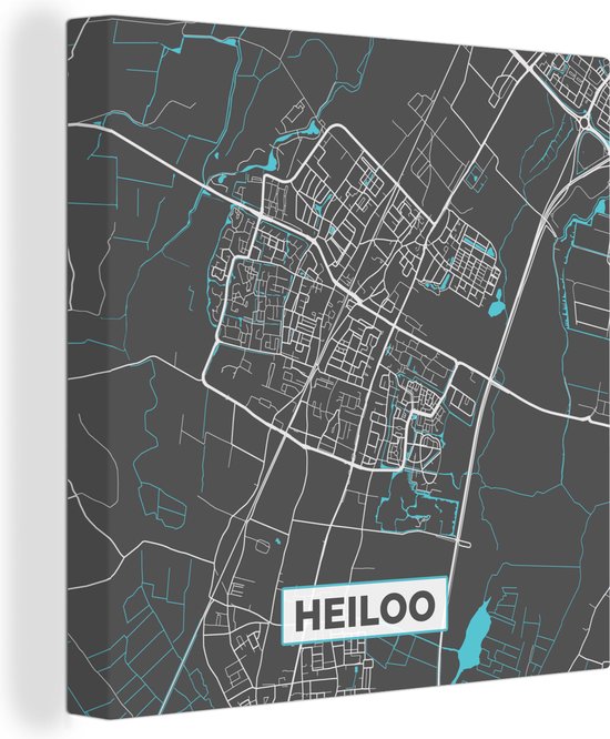 Canvas Schilderij Heiloo - Stadskaart - Plattegrond - Kaart - 50x50 cm ...