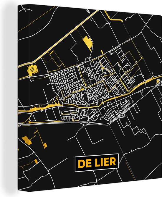 Canvas Schilderij Plattegrond - De Lier - Kaart - Stadskaart - Goud ...