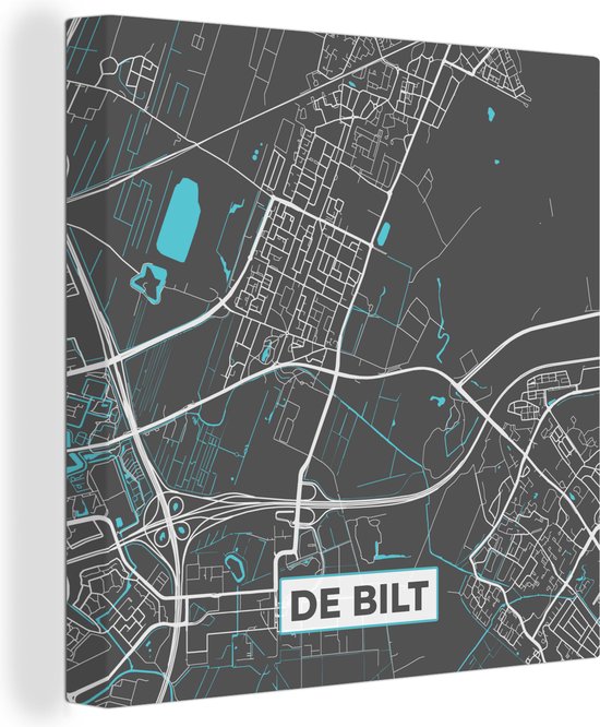 Canvas Schilderij De Bilt - Kaart - Plattegrond - Stadskaart - 90x90 cm ...