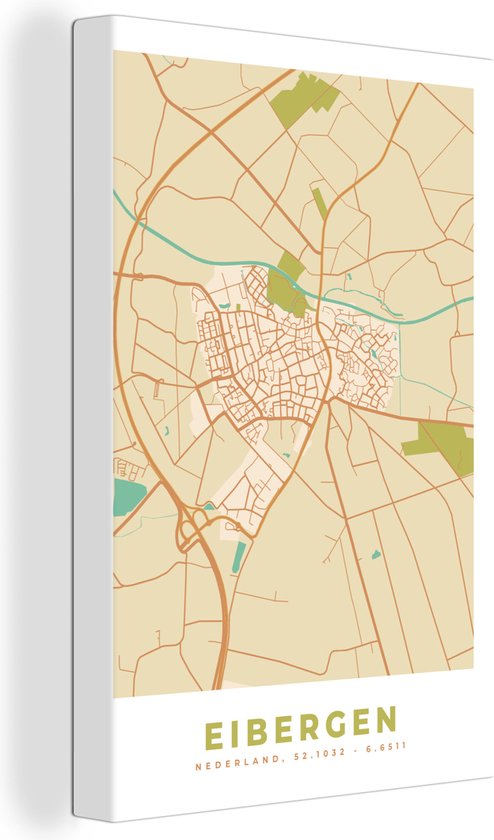 Canvas Schilderij Eibergen - Kaart - Plattegrond - Stadskaart - 80x120 ...
