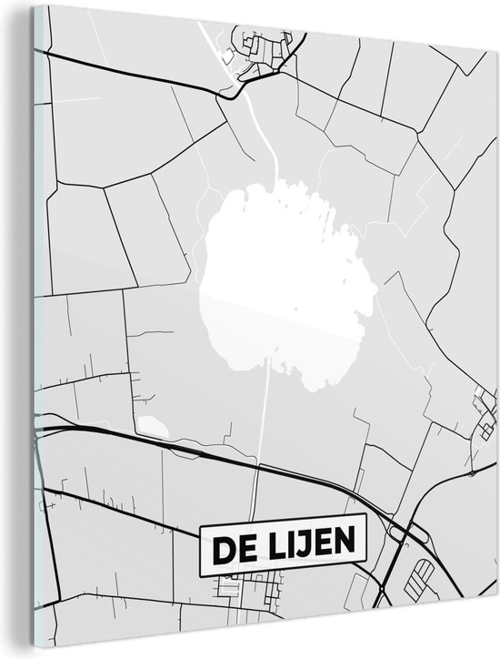Glasschilderij - Kaart - De Lijen - Plattegrond - Stadskaart - 50x50 cm ...