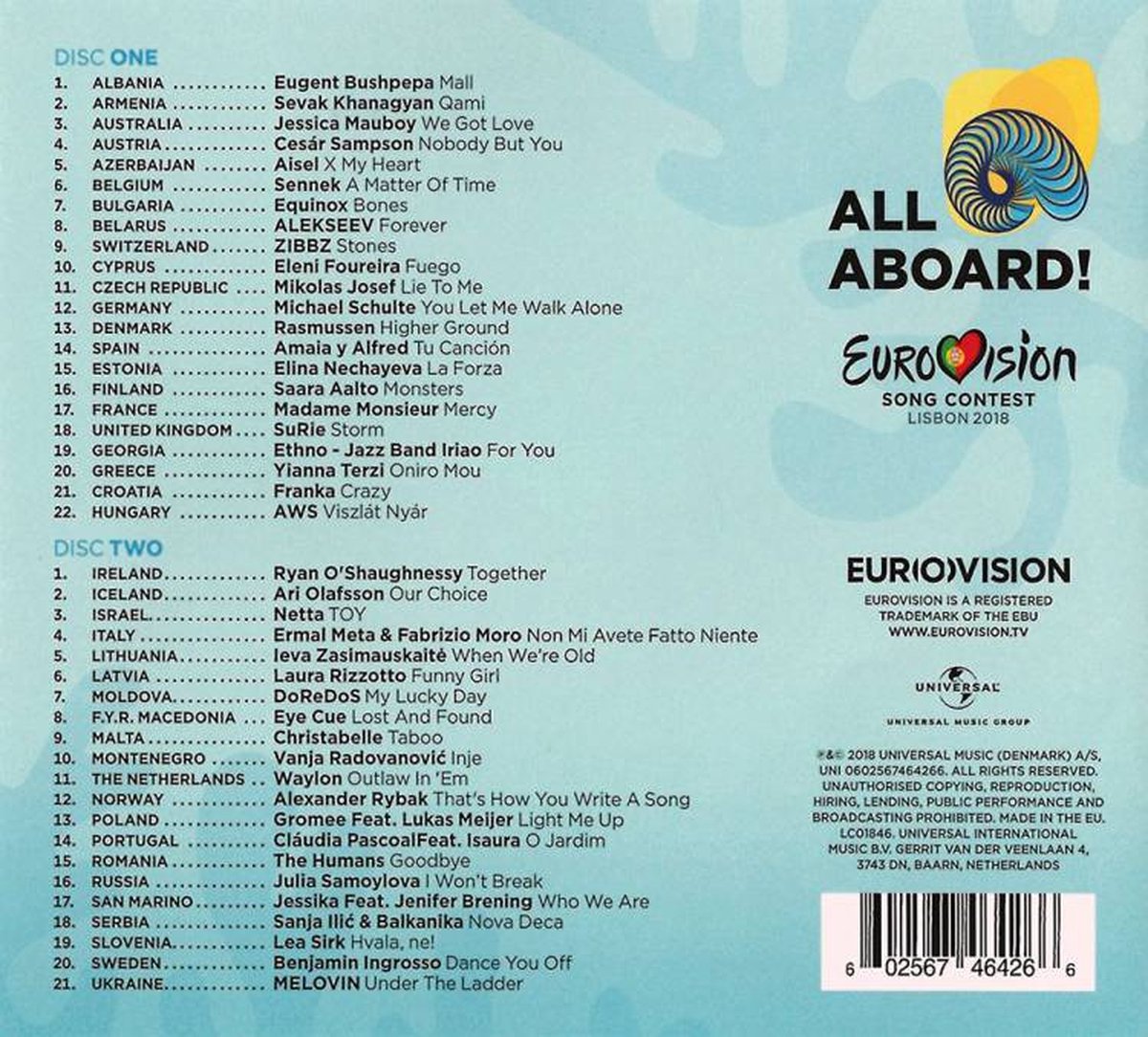 Eurovision Song Contest Lisbon 2018, Eurovisie Songfestival | CD (album ...