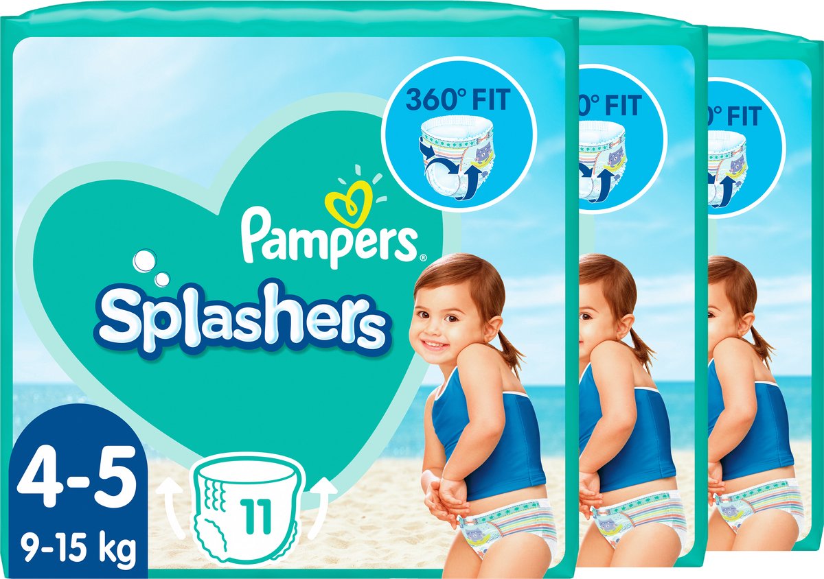 Pampers Splashers - Maat 4-5 - Voordeelverpakking 3 x 11 Wegwerpbare ...
