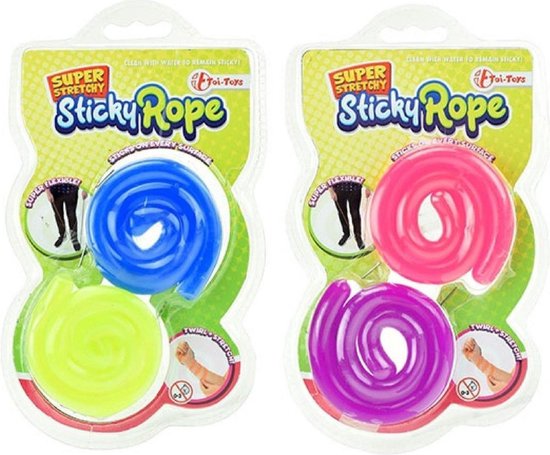 Super stretchy sticky rope - Geel / Blauw - Siliconen - 2 Stuks ...