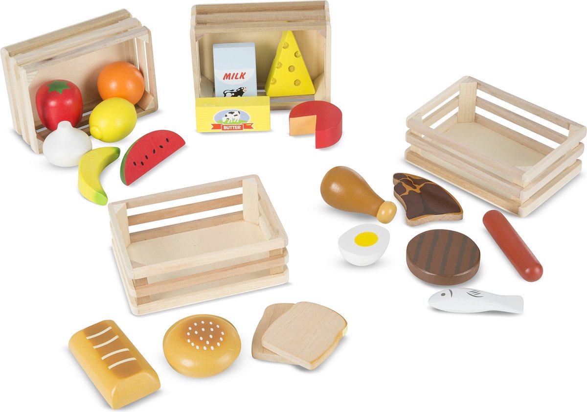 Melissa & Doug Houten Etenswaren In 4 Kratjes 21-delig | bol.com