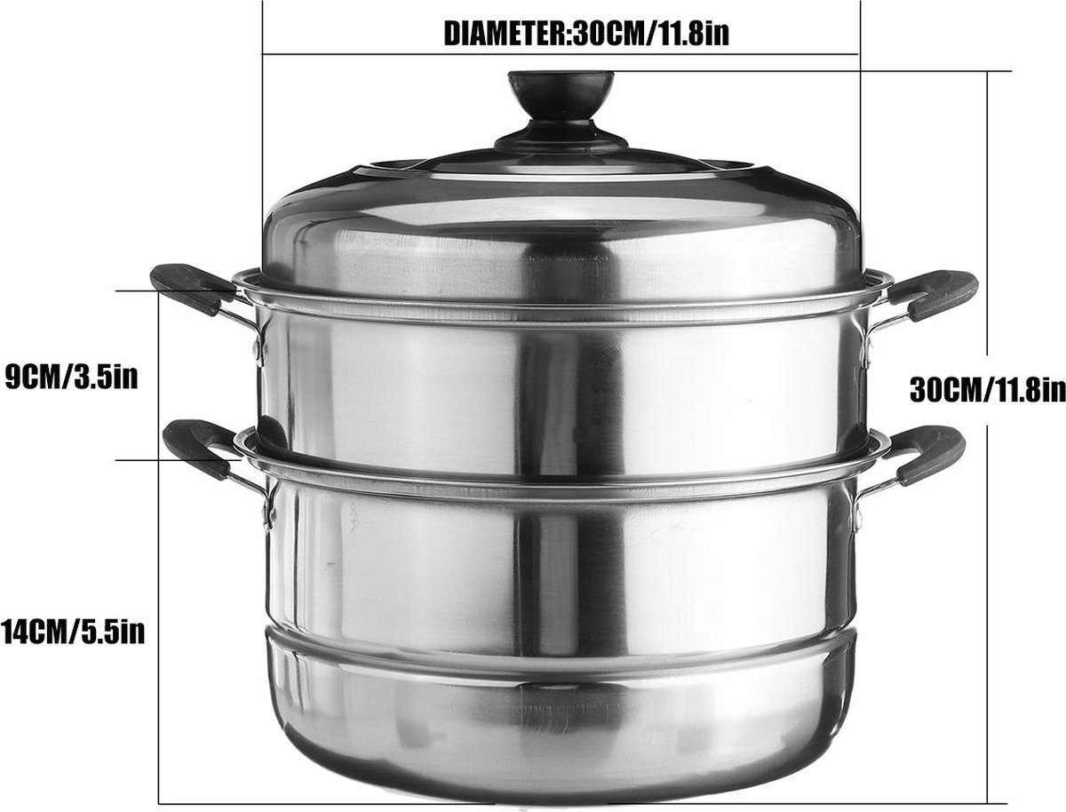 Stoompan - 3 lagen - Roestvrij staal - Dikke Stoompan - Soeppan ...