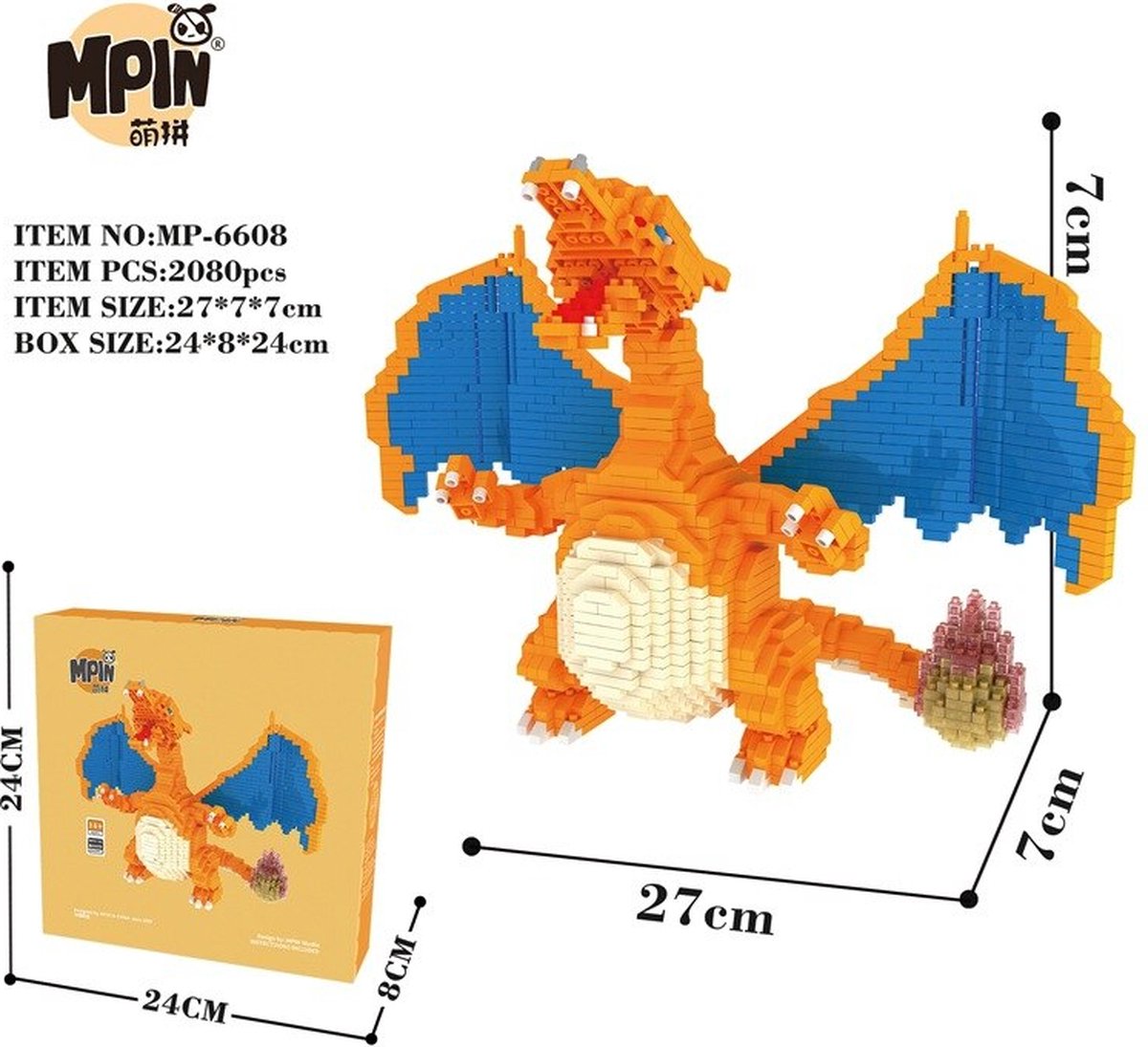 Mega Charizard nanoblock - Pokémon - 2080 miniblocks | bol.com