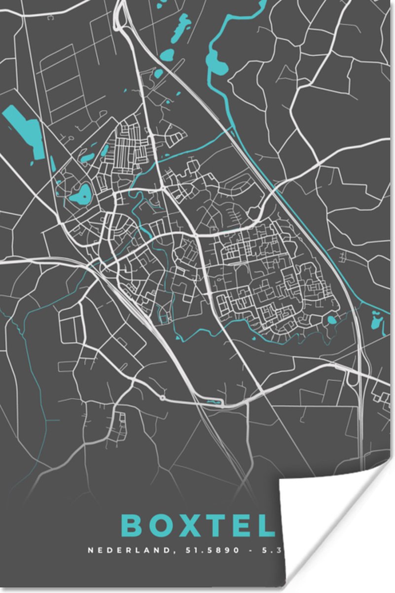 Poster Plattegrond - Boxtel - Kaart - Stadskaart - 20x30 cm | bol.com
