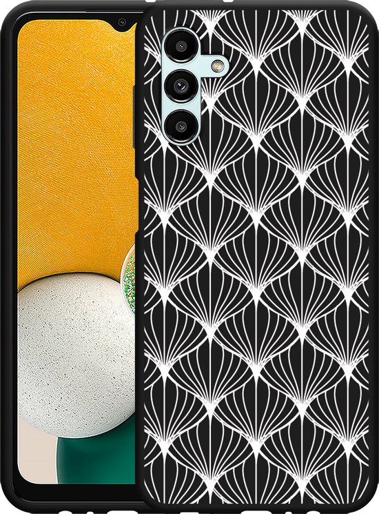 Samsung Galaxy A13 5G Hoesje Zwart White Abstract Pattern - Designed by ...