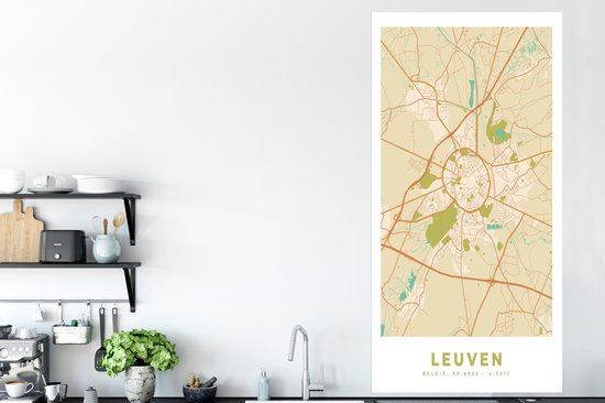 Poster Kaart - België - Vintage - Plattegrond - Stadskaart - Leuven ...