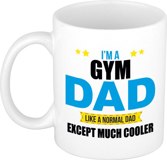 Gym dad cadeau beker / mok - wit - fitness / sport kado - papa ...