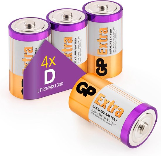 GP Extra Alkaline batterijen D Mono LR20 batterij 1.5V - 4 stuks D ...