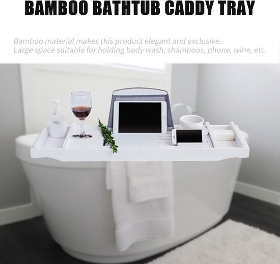 Badkuip - Bad Caddy Tray - Uitschuifbaar - Bamboo Spa - Bad Caddy ...