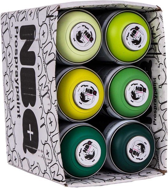 NBQ Slow Pro - Spray Paint - Green Tones - voordeelpakket van 6 kleuren ...