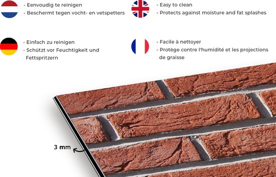 Spatscherm - Muur - Baksteen - Vintage - Spatwand - Koken - 90x60 cm | bol