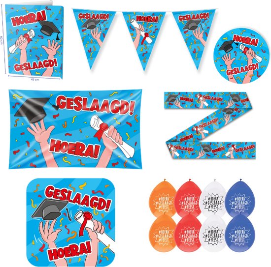 Geslaagd Versiering Pakket XL Cartoon | Geslaagd feestje versiering XL ...