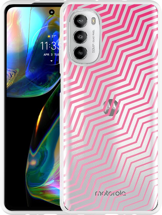 Cazy Hoesje geschikt voor Motorola Moto G82 - Wavy Pink | bol