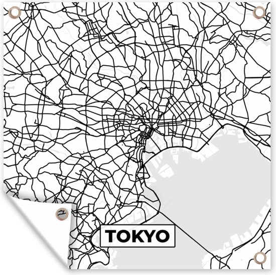 Tuinposters Kaart - Tokyo - Stadskaart - Zwart Wit - Plattegrond ...