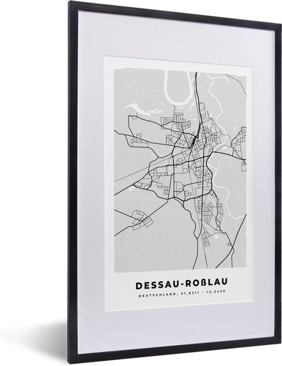 Fotolijst incl. Poster - Duitsland - Stadskaart - Plattegrond - Kaart ...