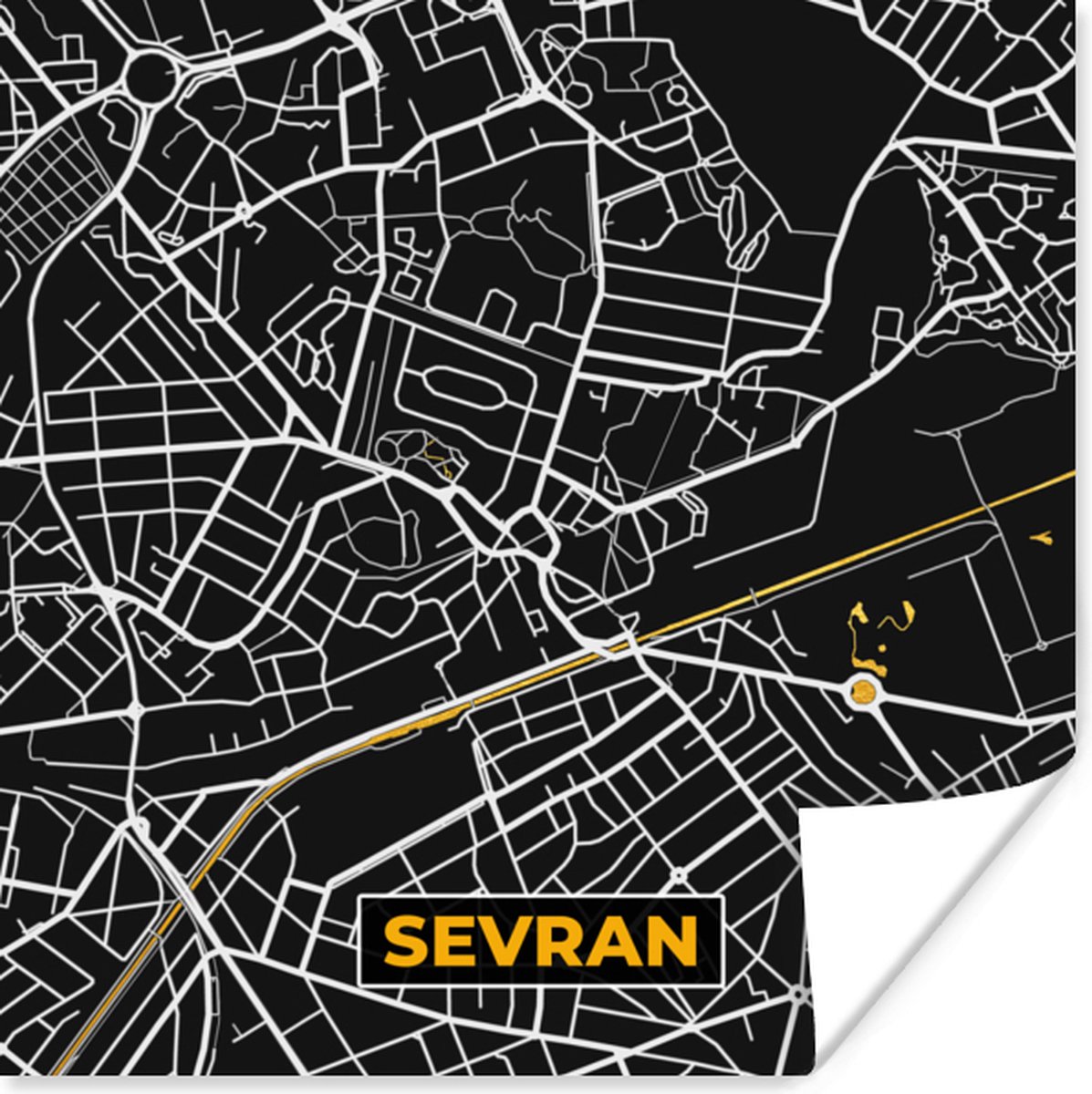 Affiche Plan de ville - France - Carte - Plan - Sevran - 100x100 cm XXL ...