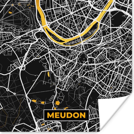 Poster Kaart – Stadskaart – Meudon - Plattegrond – Frankrijk - 75x75 cm ...