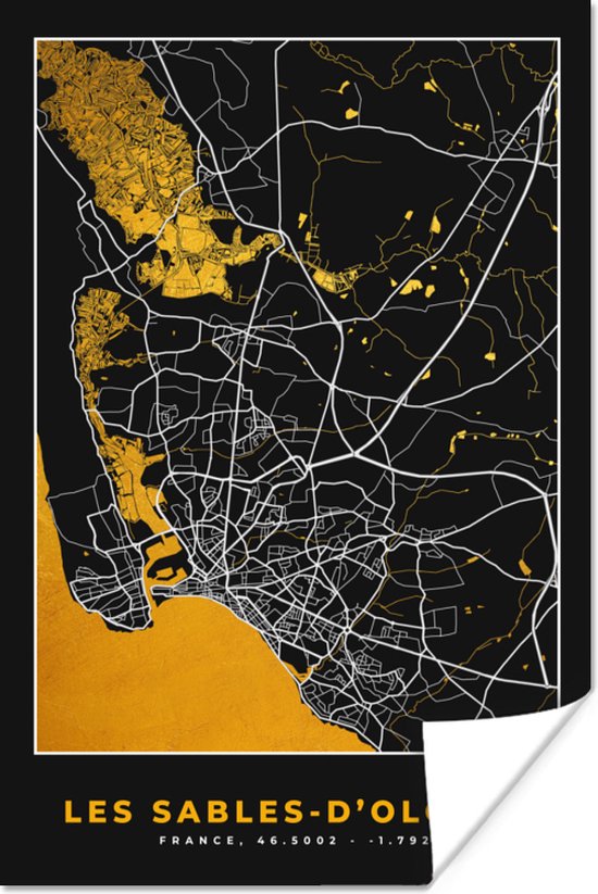 Affiche Plan - Plan de ville - Carte - France - Les Sables-d'Olonne ...