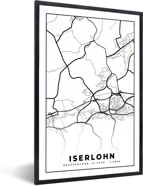 Fotolijst incl. Poster - Stadskaart - Iserlohn - Plattegrond - Kaart ...