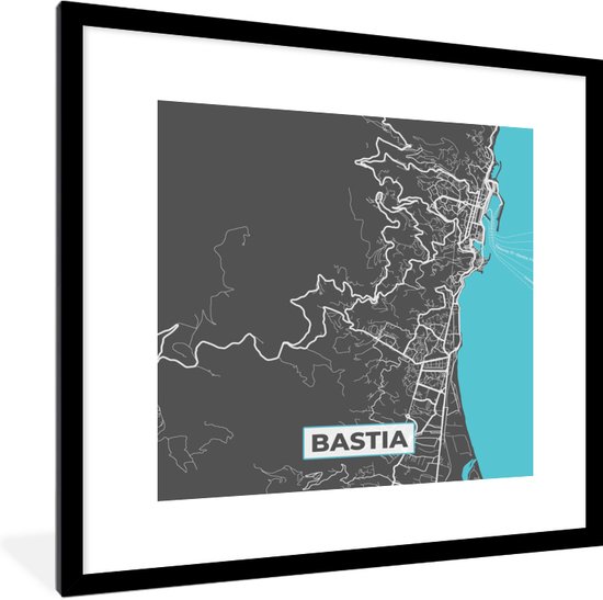 Fotolijst incl. Poster - Frankrijk - Bastia - Plattegrond - Kaart ...