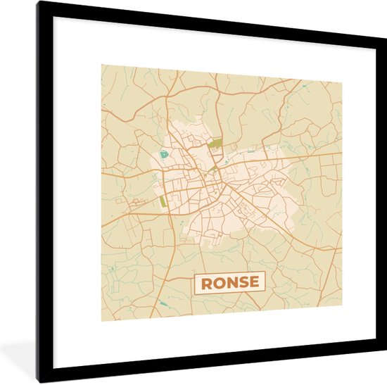Fotolijst incl. Poster - Plattegrond - Stadskaart - Ronse - België ...