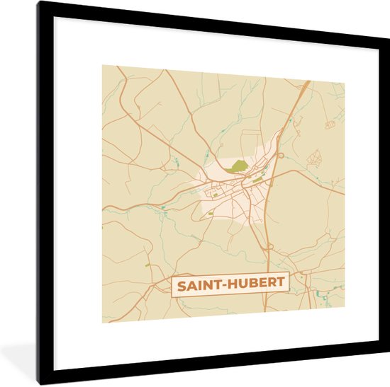 Fotolijst incl. Poster - Saint-Hubert - Vintage - Kaart - Plattegrond ...