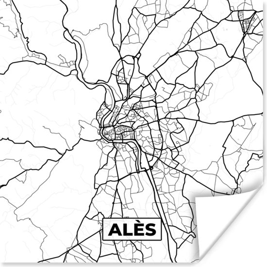 Affiche Alès - Carte - Carte - France - Plan de ville - Zwart et blanc ...