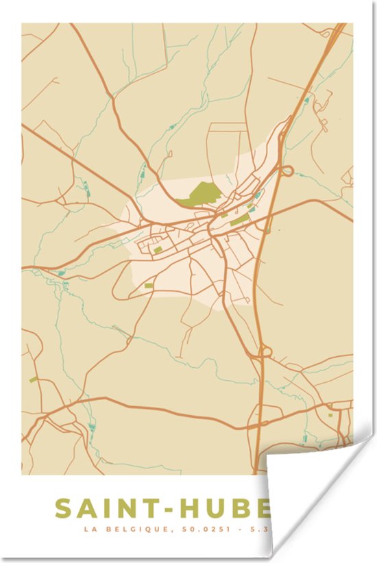 Poster Kaart - Saint-Hubert - België - Plattegrond - Stadskaart - 60x90 ...