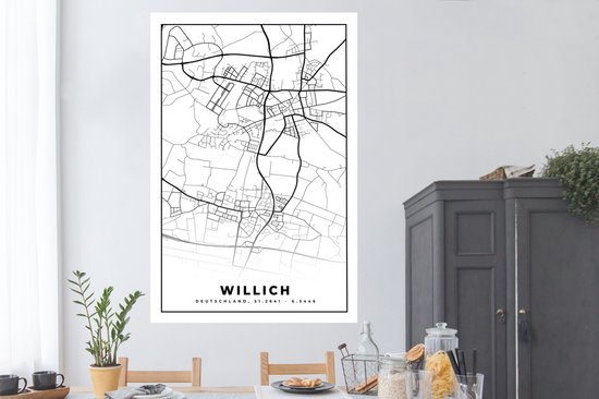 Poster Kaart - Willich - Plattegrond - Stadskaart - 120x180 cm XXL ...