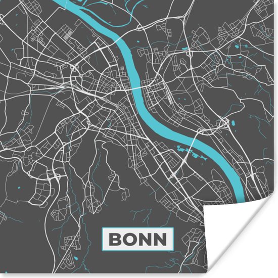 Poster Stadskaart – Plattegrond – Duitsland – Blauw – Bonn – Kaart ...