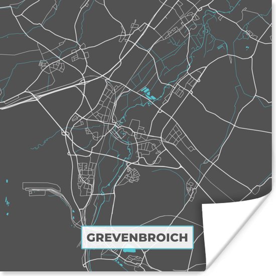 Poster Stadskaart – Plattegrond – Duitsland – Blauw – Grevenbroich ...
