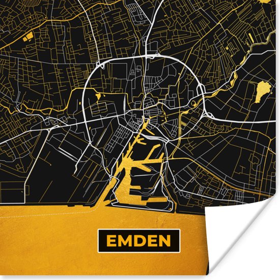 Poster Black and Gold – Stadskaart – Emden – Duitsland – Plattegrond ...
