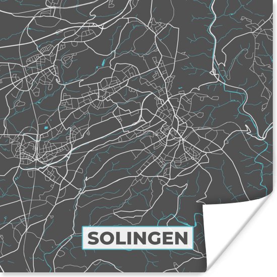 Poster Stadskaart – Solingen – Duitsland – Plattegrond – Kaart - 75x75 ...