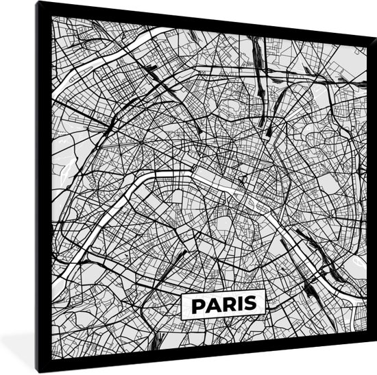 Fotolijst incl. Poster - Frankrijk - Plattegrond - Kaart - Parijs ...