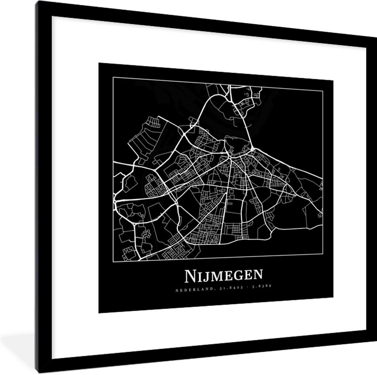 Fotolijst incl. Poster - Plattegrond - Nijmegen - Stadskaart - Kaart ...