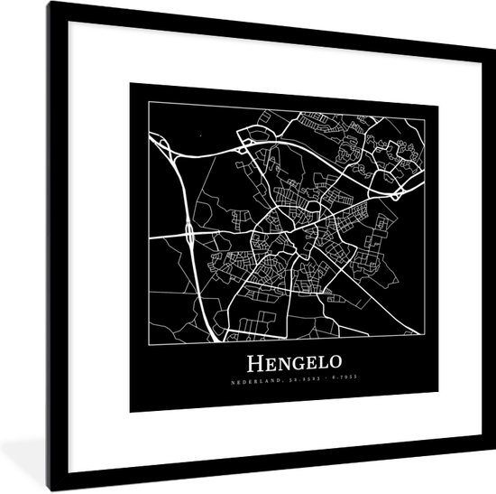Fotolijst incl. Poster - Hengelo - Stadskaart - Kaart - Plattegrond ...
