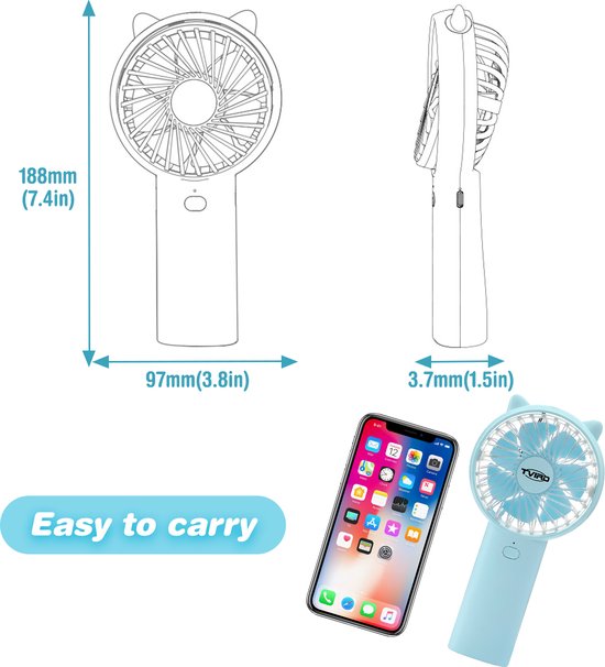 Mini USB Ventilator - Handventilator - Draagbare USB-ventilator ...