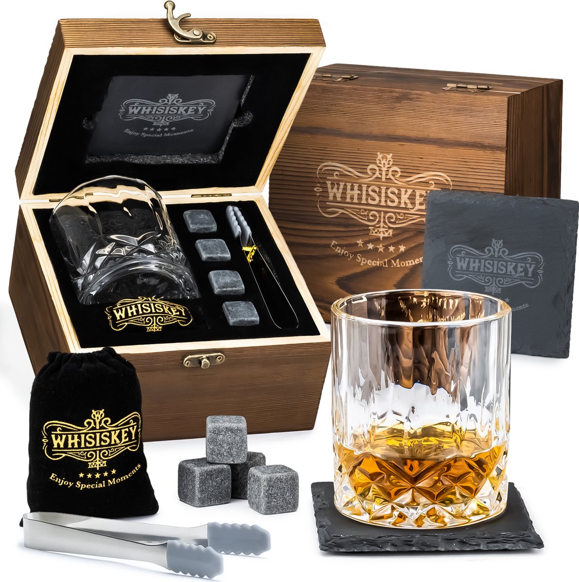Whisiskey Luxe Whiskey Set - Incl. Whiskey Glas, 4 Whiskey Stones ...