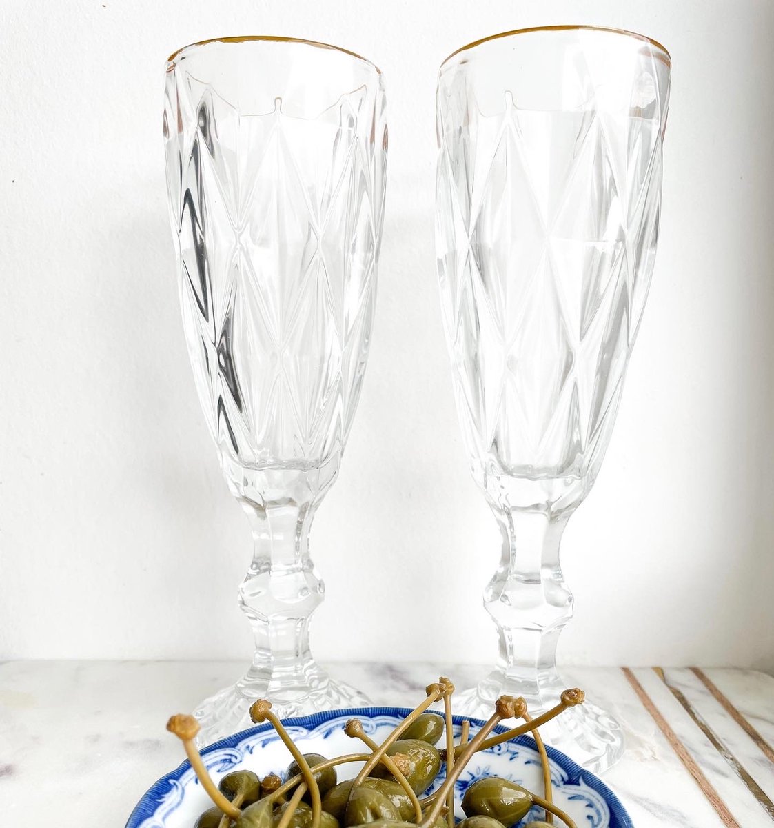 Vivalto - Champagneglazen - 6x - kristal look - gouden rand - 330 ml ...